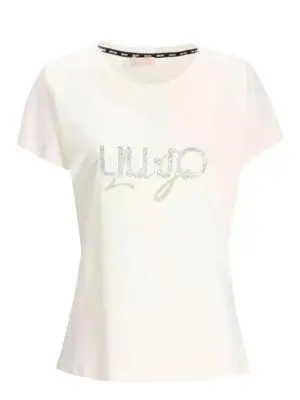 Liu Jo Embellished-logo T-shirt - Neutrals