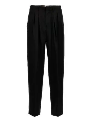 PT TORINO Pleated Trousers With Charm Detail - Black