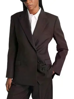 ANINE BING Double-breasted Wool Blazer - Brown