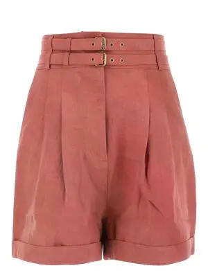 LE KASHA Double-Buckle Linen Shorts