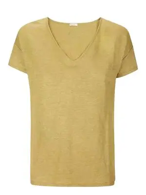 HIRA Linen V-neck T-shirt - Green