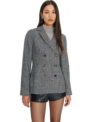 REFORMATION Caden Blazer Black And White Check