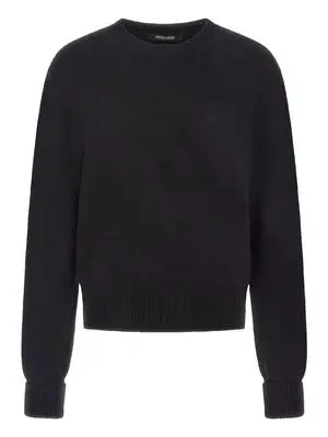Roberto Cavalli Rose-embellished Wool Sweater - Black