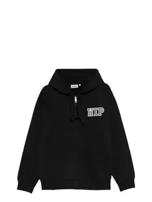 Carhartt Work In Progress Logo-embroidered Zip-up Hoodie - Black