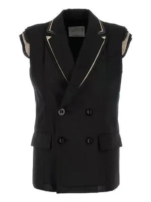Sacai Embellished Double-breasted Vest - Black