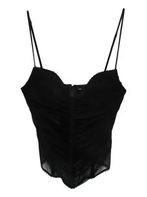 Blumarine Ruched Mesh Top - Black