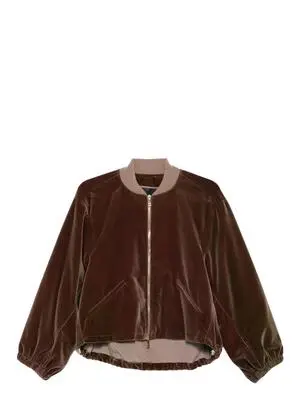 Fabiana Filippi Velvet Zip-up Bomber Jacket - Brown