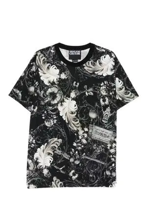 Versace Baroque-print Feather T-shirt - Black