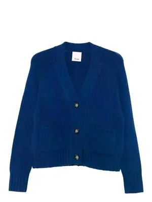 ALLUDE Patch-pocket Button Cardigan - Blue