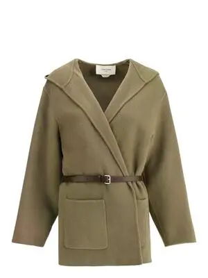 Jacob Cohen Hooded Wool Pea Coat - Green