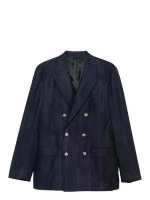 Eleventy Pinstripe Double-breasted Blazer - Blue