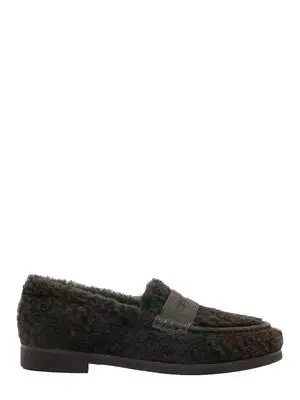 Brunello Cucinelli Shearling Penny Loafers - Brown