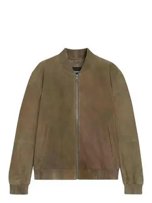 HUGO BOSS Suede Zip-Front Bomber Jacket