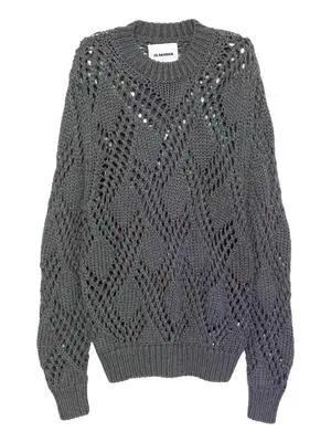JIL SANDER Lace-trimmed Wool Jumper - Grey