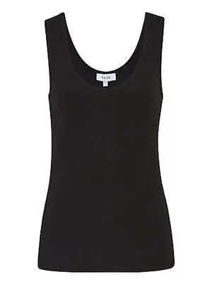 REISS Ribbed Stretch-cotton Vest - Black