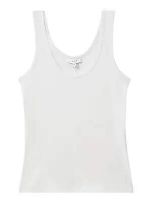 REISS Ribbed Stretch-cotton Vest - White