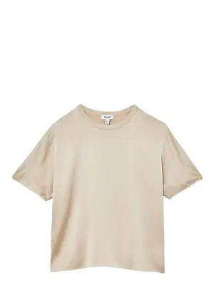 REISS Lena Short-sleeve Silk Top - Champagne Neutral