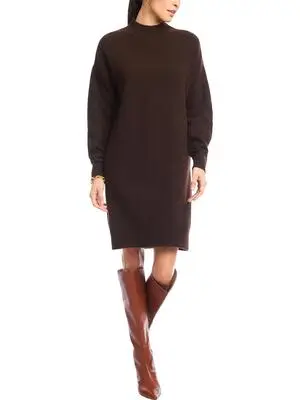 Karen Kane Mock Neck Sweater Dress - Chocolate