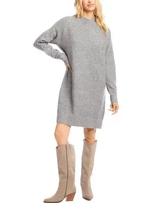 Karen Kane Mock Neck Sweater Dress - Gray