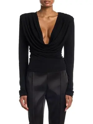 Wardrobe.NYC Cowl Neck Top - Black