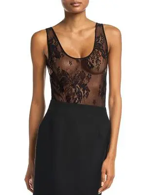 Wardrobe.NYC Evening Lace Tank Bodysuit - Black