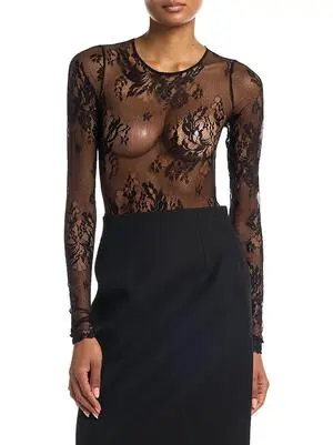 Wardrobe.NYC Evening Lace Bodysuit - Black