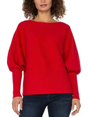 LIVERPOOL Bishop Sleeve Boat Neck Sweater - Tango Red