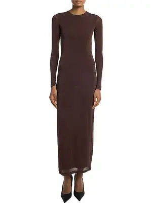 Wardrobe.NYC Sheer Midi Dress - Dark Brown