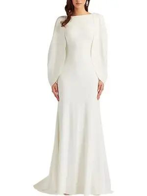 Tadashi Shoji Kairi Capelet Gown - Ivory