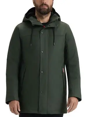 Hunter Padded Rubberized Raincoat - Hunter Green/ Navy