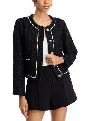 AQUA Contrast Stitch Tweed Jacket