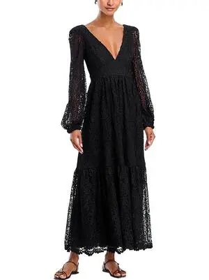 Aqua Lace Maxi Dress - Black