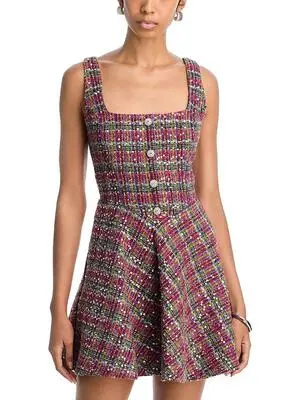 Aqua Sequin Tweed Mini Dress - Burgundy Multi