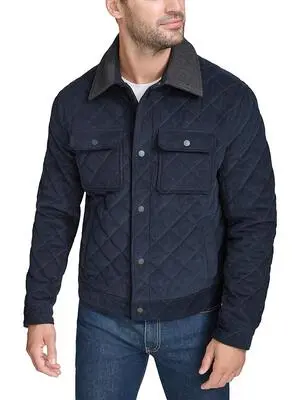 Cole Haan Quilted Corduroy Jacket Navy