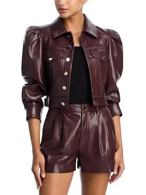 Alice + Olivia Lana Faux Leather Jacket - Dark Chocolate