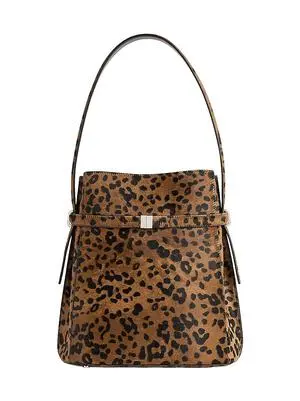TOTEME Belted Calf Hair Bucket Bag Leopard