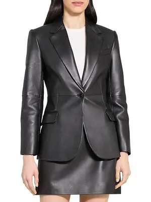 Theory Lynnia Leather Blazer - Black