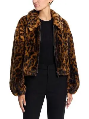 A.L.C. Esme Faux Fur Animal Print Jacket - Brown Multi