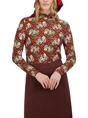 POINT Printed Mock Neck Top - Geo Floral