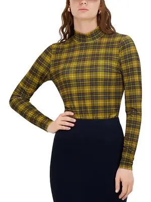 POINT Printed Mock Neck Top - Varsity Plaid