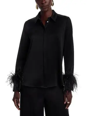 UNGARO Luna Satin Back Crepe Blouse - Black