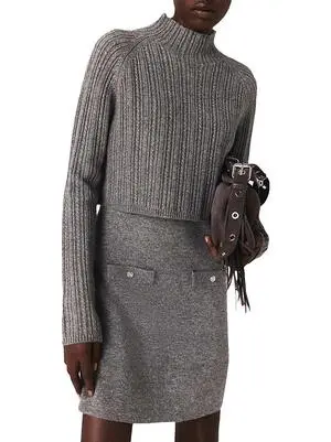 Maje Knit Dress With Removable Sweater - Grey
