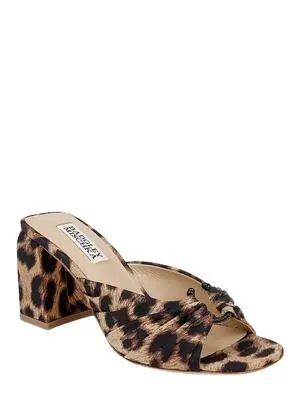 Badgley Mischka Vayla Leather Sandals - Natural Leopard