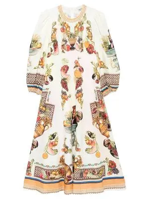 ALEMAIS Fruit-print Midi Dress - White