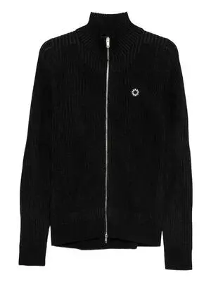 Kenzo Ribbed Zip-up Cardigan - Black