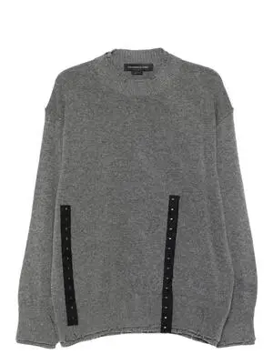 FEDERICO CINA Button-embellished Frayed Sweater - Grey