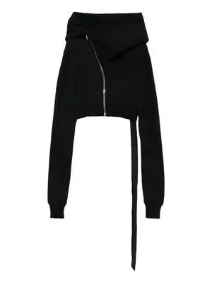 Rick Owens Draped Zip-front Asymmetrical Hoodie - Black
