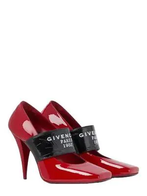 Givenchy Logo Square Toe Mary Jane Pump Deep Red