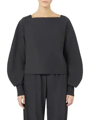MM BY MAX MARA Sarnico Balloon-sleeve Knit Top - Dark Grey