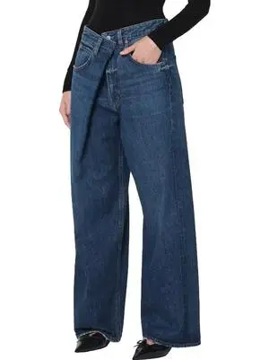 AGOLDE Vana Fold Waistband Wide Leg Jeans - Nexus Dark Indigo